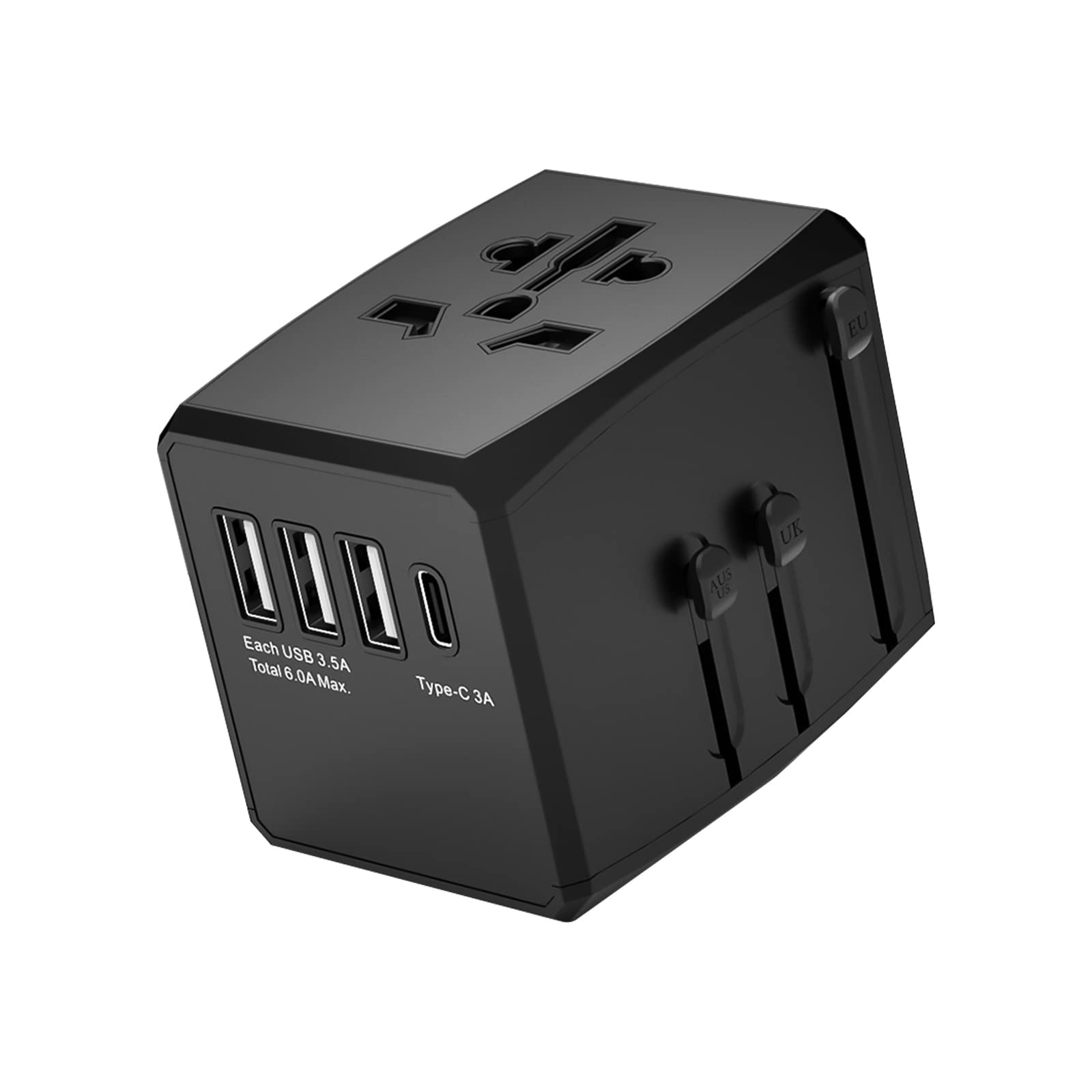Universal Travel Adapter 3.5A High Speed 3xUSB+3A Type-C Port, International Power Adapter Max Power in 1920w for 240V AC
