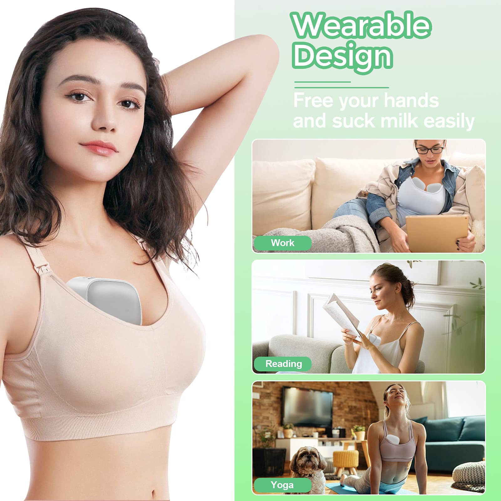 Wearable Breast Pump, S12 Electric Hands Free Breastfeeding Pump with 3 Modes, 12 Levels, Memory Function Spill-Proof Quiet Pain-Free Breast Pump