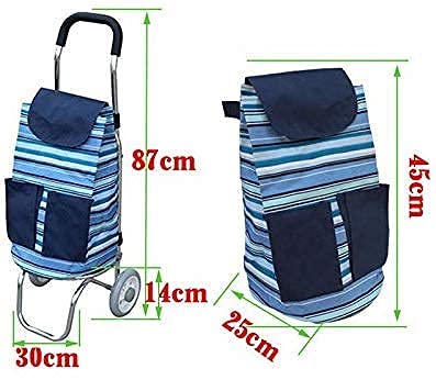 Shopping Trolley on Wheels Multi Function Shopping Cart Aluminum Alloy 2 Wheels Trailer Folding Waterproof Bag D Trolley Luggage Car Storage Hand Trucks,Stripe#3 ,