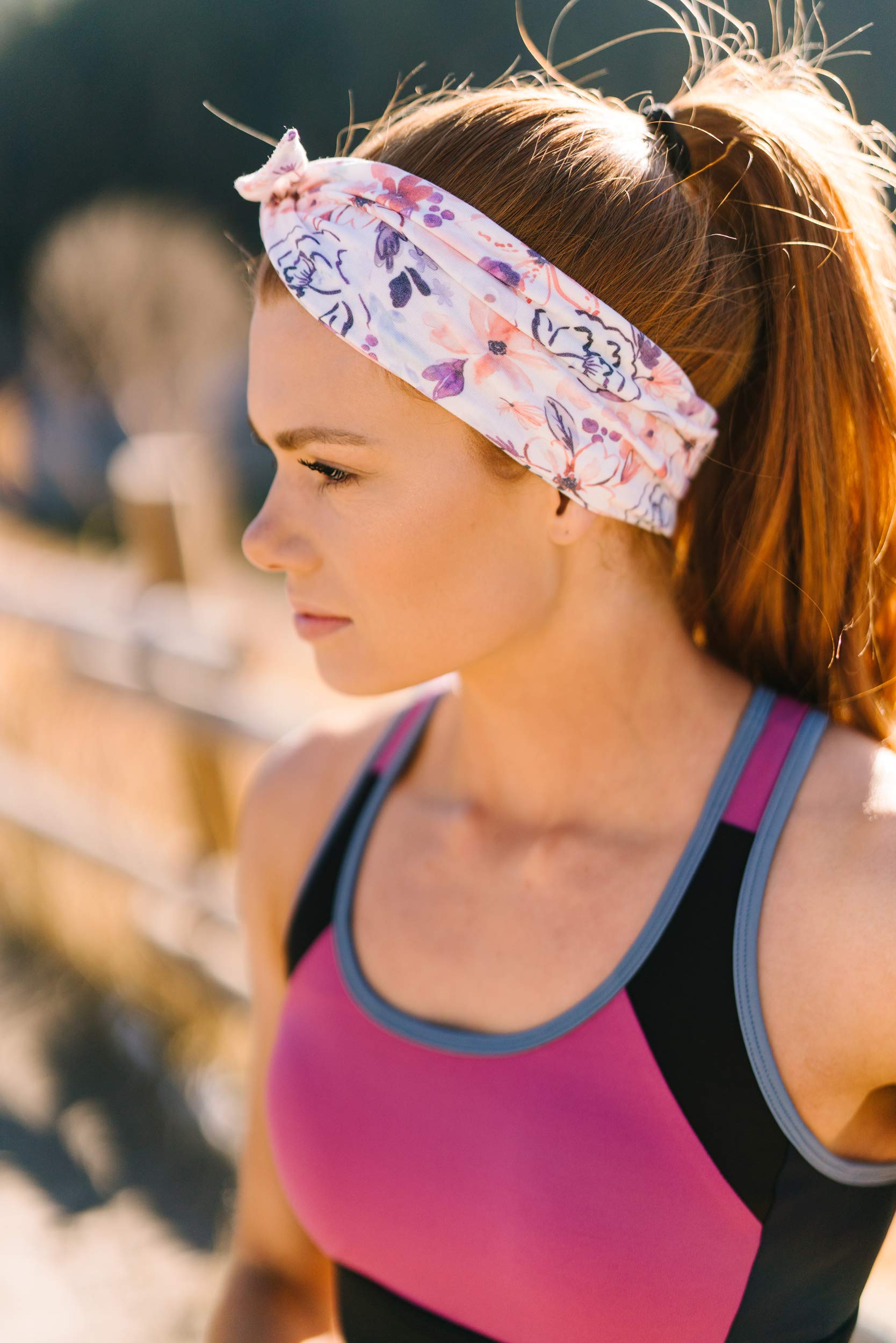 Maven Thread Bow Asana Headbands, Wide Sports Headbands with Bow for Running, Yoga, Gym and Athletic Workouts - 4 Thick Non-Slip Sweatbands, 2pk