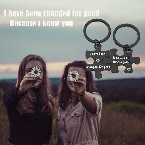 MAOFAED Best Friend Puzzle Keychains Because I Knew You I've Changed for Good Graduation Friendship Keychain (Changed gor Good Black)