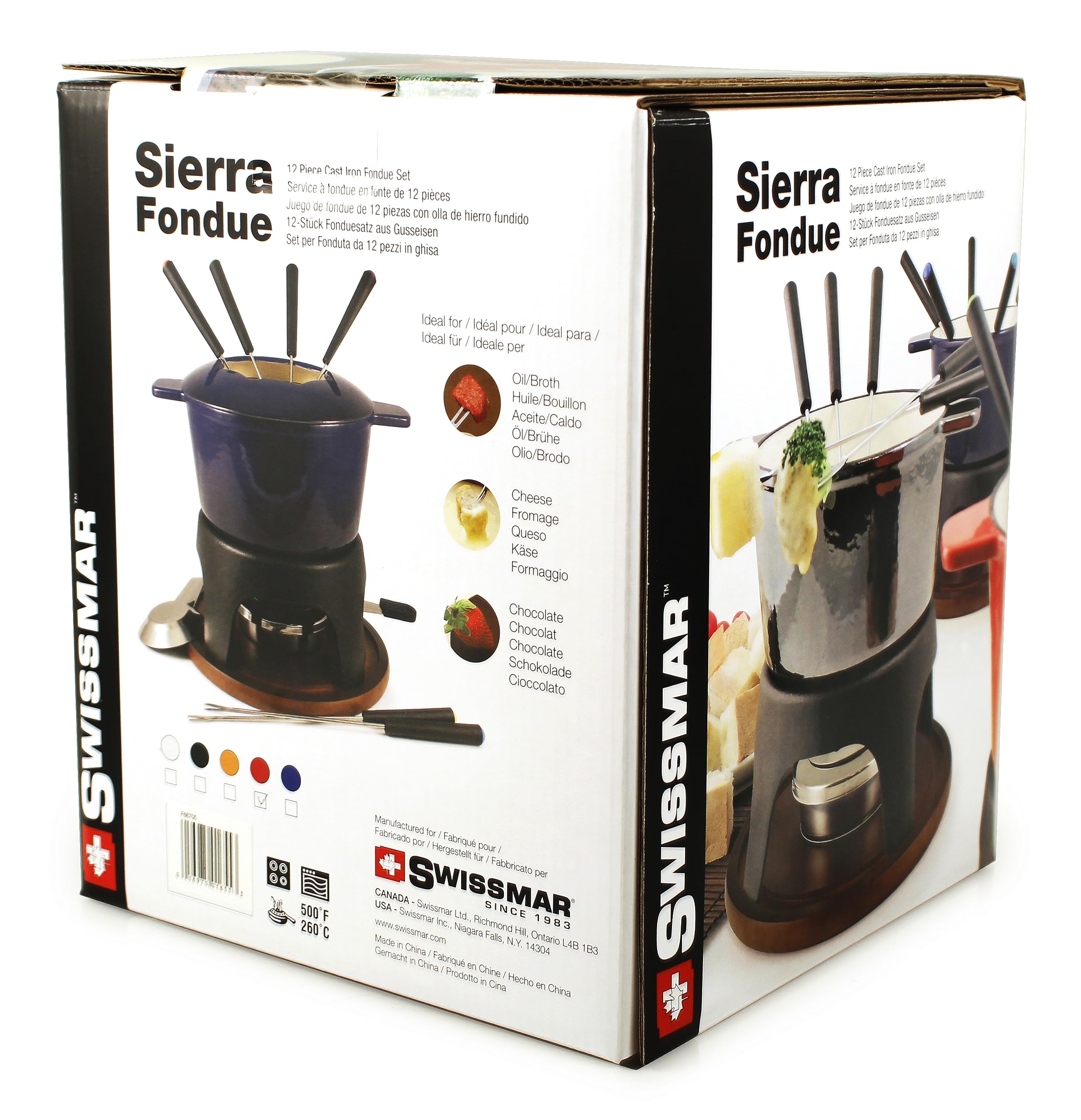 Swissmar F66706 Sierra 1.6-Quart Cast Iron Meat Fondue Set, 11-Piece, Deep Blue