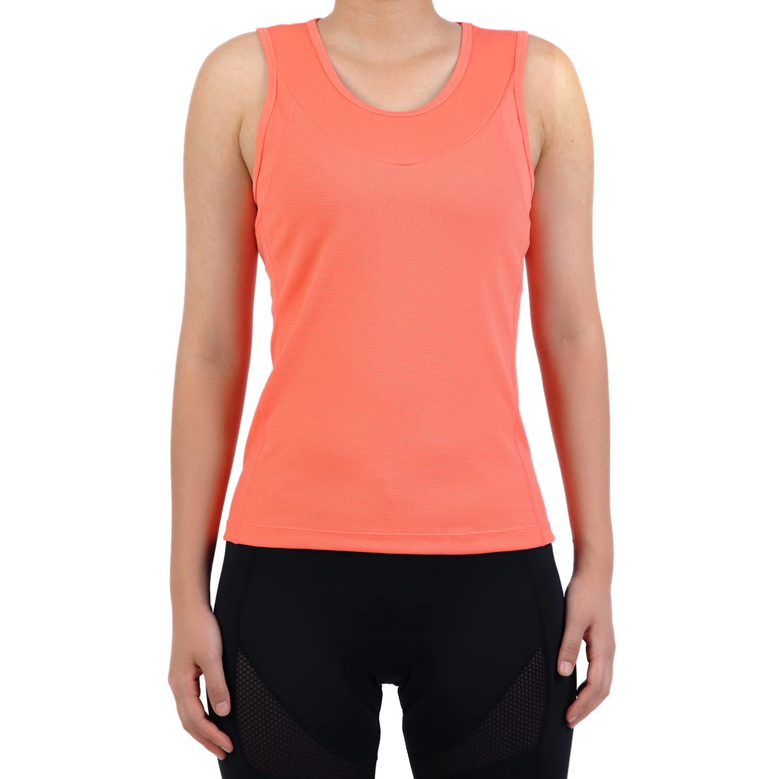 Racerback Cycling Jersey Women Indoor-Outdoor Bike Sleeveless Recreation Spin Tank Tops with Pockets(Orange,S)
