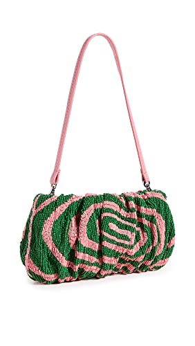 STAUD Women's Beaded Bean Convertible Bag, Acid Swirl Emerald/Quartz, Pink, Green, One Size