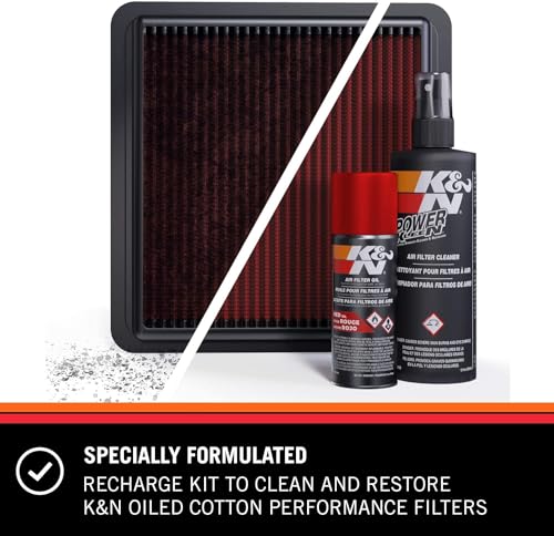 K&N Air Filter Cleaning Kit: Aerosol Filter Cleaner and Oil Kit; Restores Engine Air Filter Performance; Service Kit-99-5000, Multi