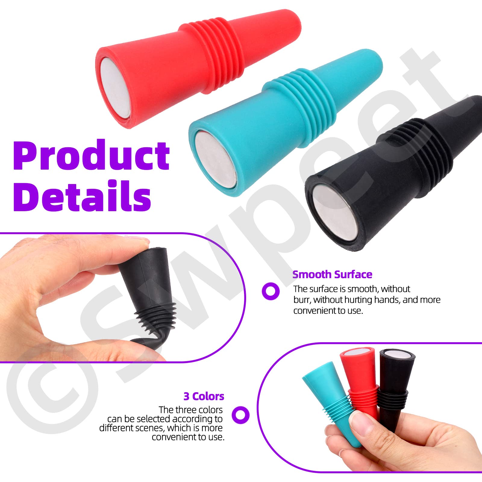 Swpeet 13Pcs 3 Styles Silicone Wine Stoppers Assortment Kit, Airtight seal on Wine Bottles Reusable Beer Bottle Stopper Beer Glass Bottle Sealer Stoppers Beer Champagne Wine Storage Keep Fresh Tools