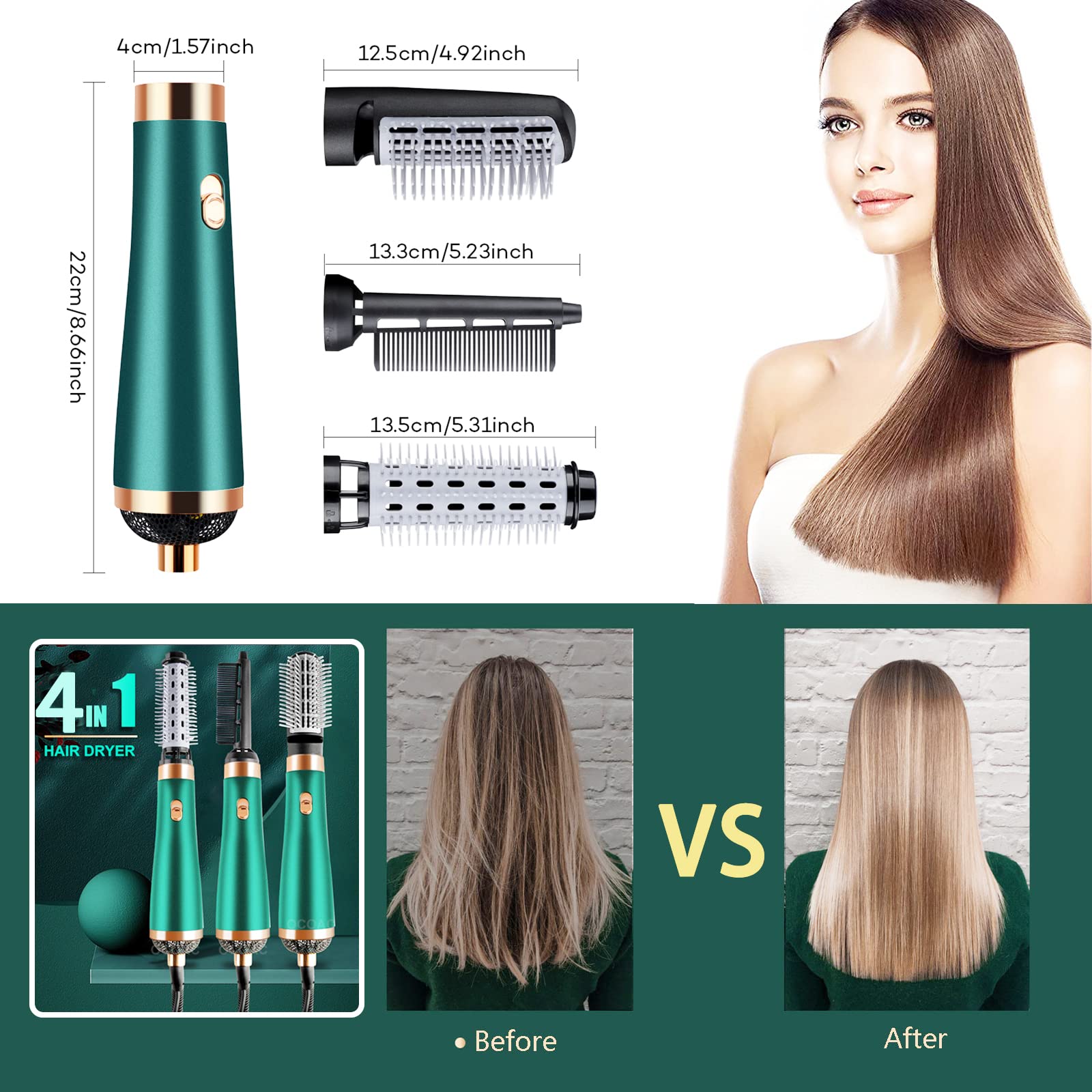 My Precious Portable Hot Air Brush, Green, Hair Dryer
