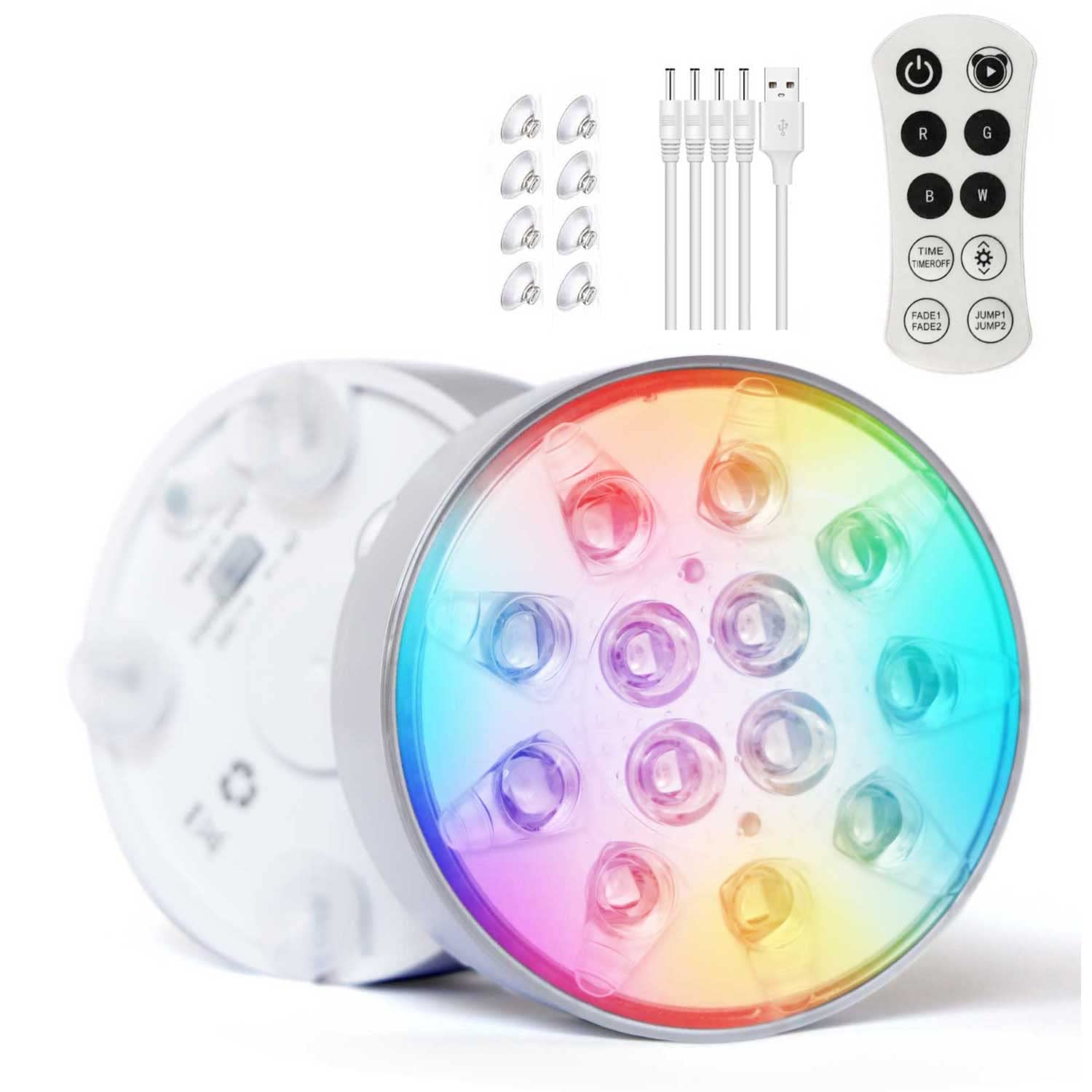 Tripop Submersible LED Pool Lights with Remote, RGB Color Changing Rechargeable LED Pumpkin Lights for Halloween Pumpkins Decoration (2 Packs)