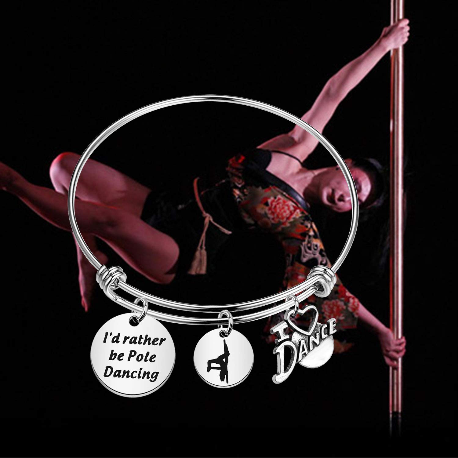 MAOFAED Dance Gift Pole Dancing Gift I’d Rather Be Pole Dacing Bracelet Dancer Gift Pole Dance Coach Gift Dancer Gift (rather pole dancing)