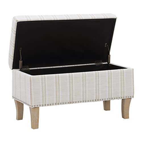 Linon Linen Stripe Upholstered Storage Stephanie Ottoman
