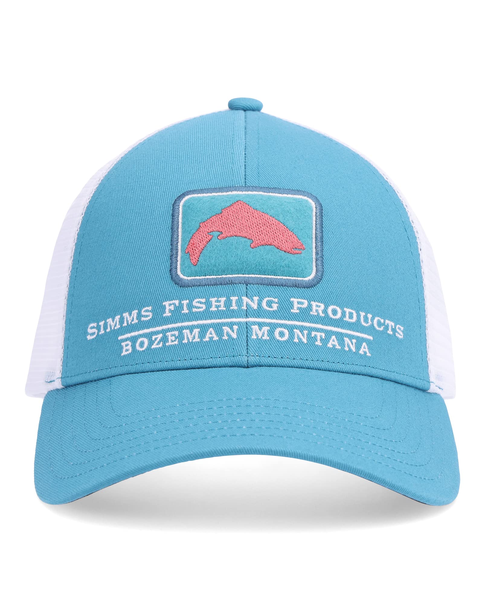 Simms Trout Icon Trucker Hat – Snapback Baseball Cap with Trout Fish, Ghost Camo Stone