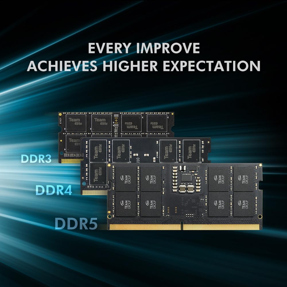 TEAMGROUP Elite SODIMM DDR5 32GB (2x16GB) 4800MHz (PC5-38400) CL40 Non-ECC Unbuffered 1.1V 262 Pin Laptop Memory Module Ram - TED532G4800C40DDC-S01