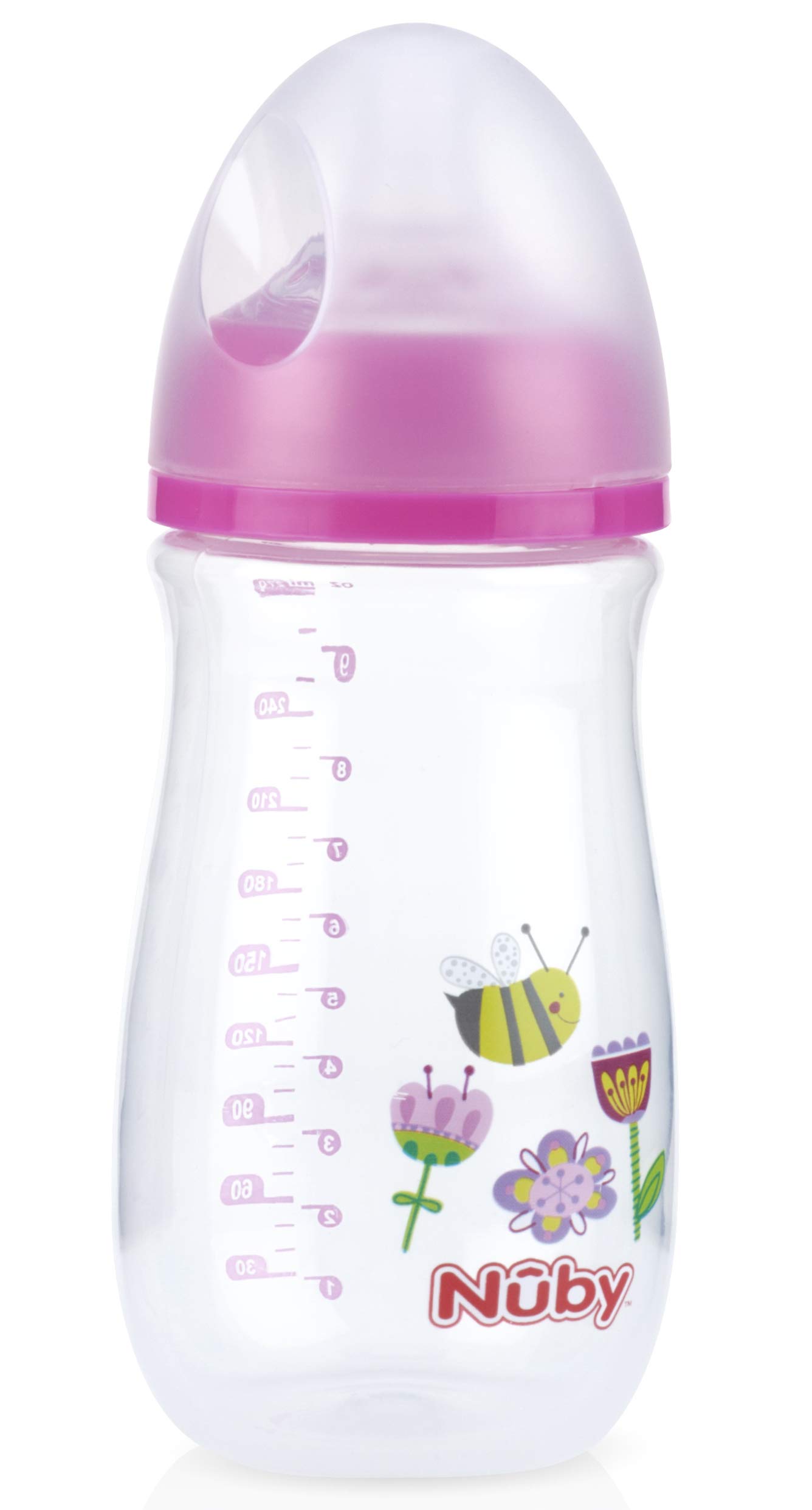 Nuby Wide Neck Bottle with Anti-Colic Air System, Colors/Prints May Vary, 1 Pack of 1 Bottle