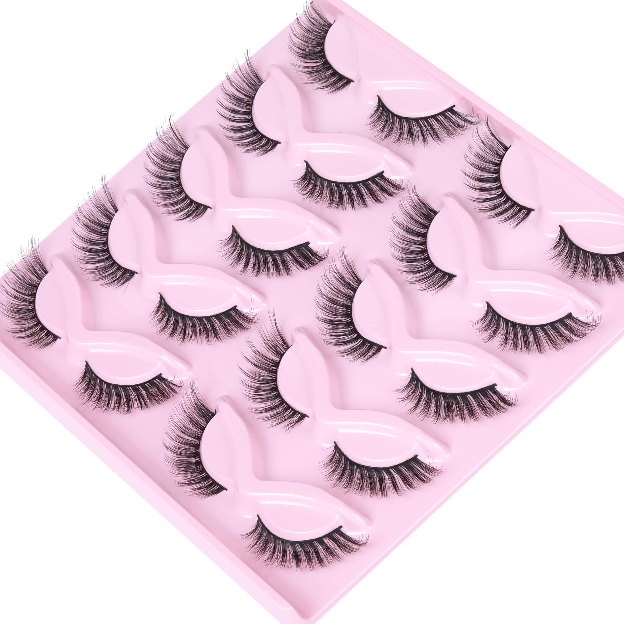 Mink Lashes Fox Eye Lashes Natural Look Wispy False Eyelashes Fluffy Cat Eye Lash Extension Strip Fake Lashes by Geeneiya Black 10 Pair (Pack of 1)