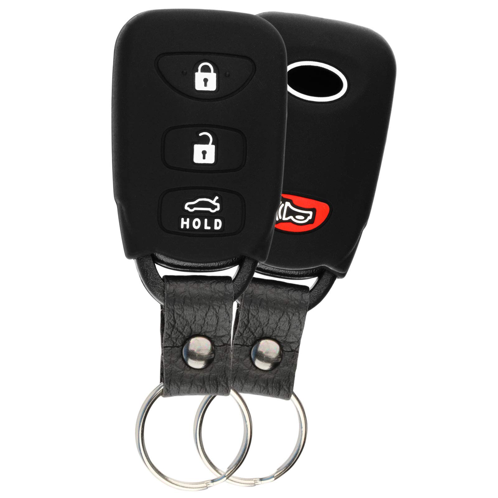 KeyGuardz Keyless Remote Car Key Fob Outer Shell Cover Soft Rubber Case for Hyundai Kia Elantra Sonata (Pack of 2)