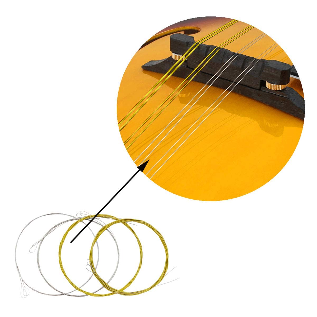 Mandolin Strings 3 Full Sets Stainless Steel Core Bronze Wound & 1PC 3 in 1 Restringing Tool including String Winder String Cutter Pin Puller & 1PC Capo & 10PCS Picks