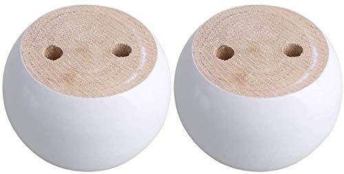 Mysummer 4PCS White Round Bun Feet Wood Sofa Legs Solid Wood Furniture Legs for Cabinet Sofa Ottoman TV Stand Loveseat Dresser