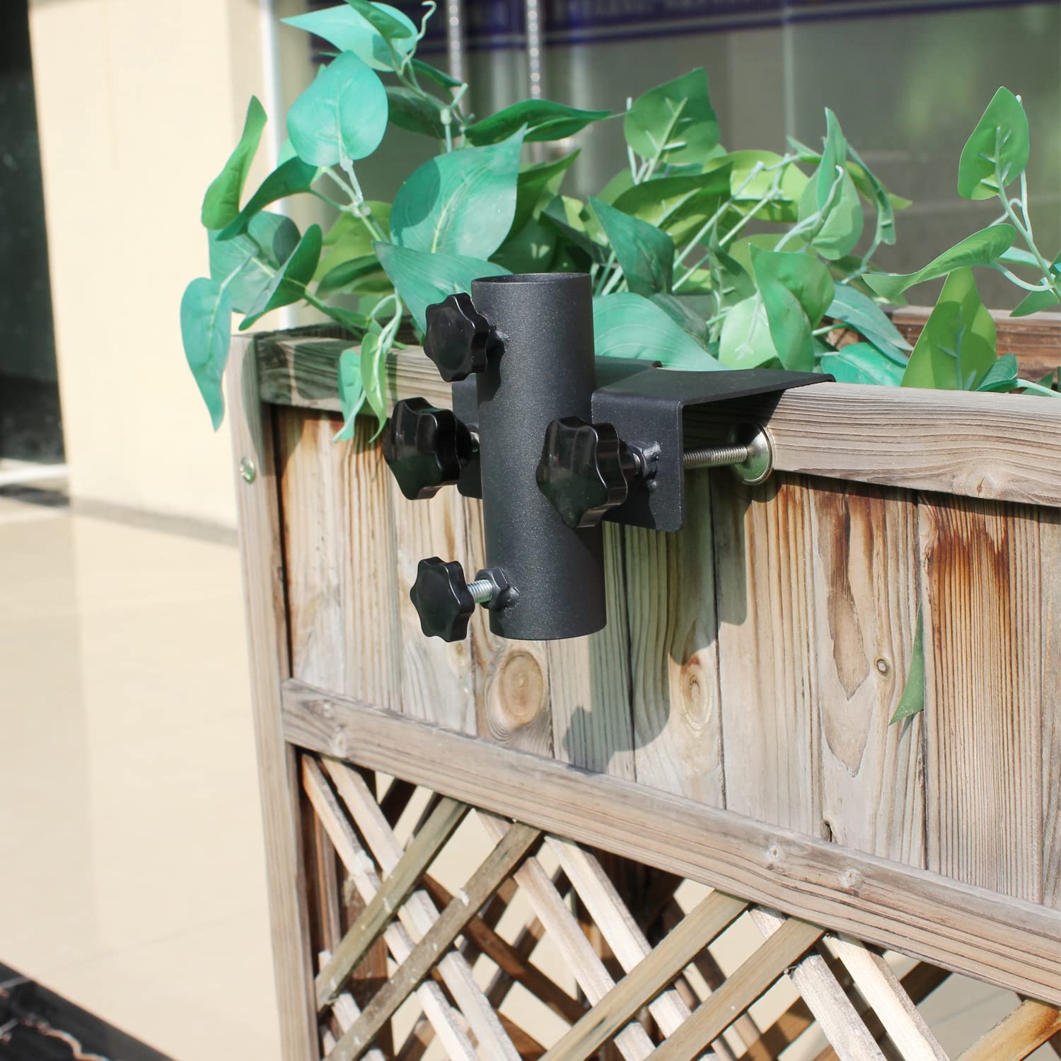 VANROUG Heavy Duty Parasol Holder Patio Umbrella Stand Mount Umbrella Stand Bench Buddy Umbrella Holder Fixed Clip Umbrella Clamp for Deck,Chair,Desk,Dock,Beach Courtyard Balcony,Boats,Tailgates