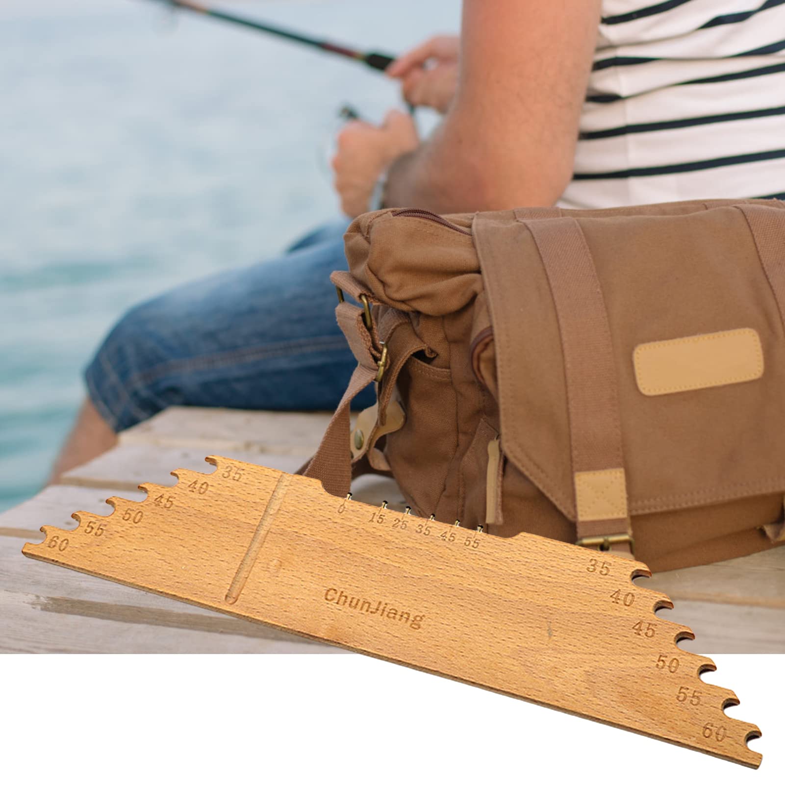 porfeet Fishing Line Measurement Board Measurement Comfortable Texture Useful Spool Fishing Line Ruler Measurement Tool 18-30cm