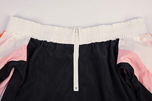 ksotutm Women 2 Piece Outfits Lightweight Windbreaker Jacket Top + High Waist Shorts Plus Size Tracksuit Jumpsuits A Black