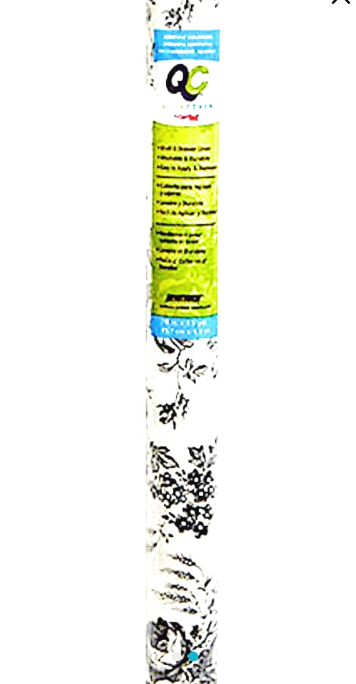 Steelpangal - (4) Black & White Flower French Toile Contact Shelf Drawer Cabinet Adhesive Liner Paper 3.5 ft by 18 in (ea. roll)