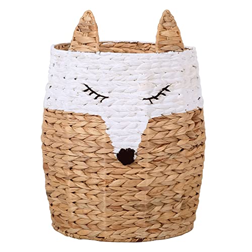 Original Barn Fox Shaped Water Hyacinth Storage Basket, Handwoven Wicker Storage Basket, Cute Animal Shaped Storage Organizer for Bedroom, Living Room, Laundry Room