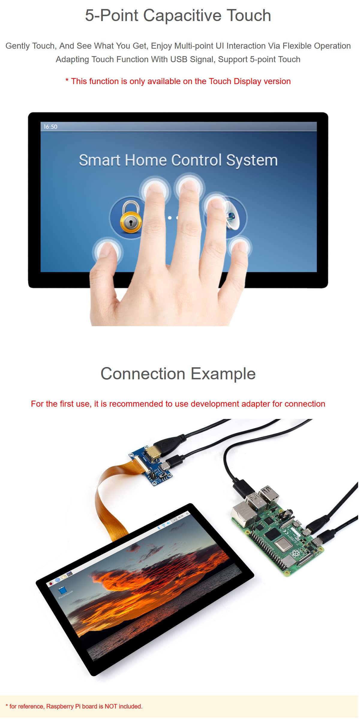 XYGStudy 7inch QLED 1024x600 Integrated Display Supports Raspberry Pi 4B/3B+/3B/2B/B+/A+/Zero/Zero W/WH/Zero 2W and Jetson Nano and Windows PC (No Touch), Thin and Light Design (70H-1024600-QLED-A)