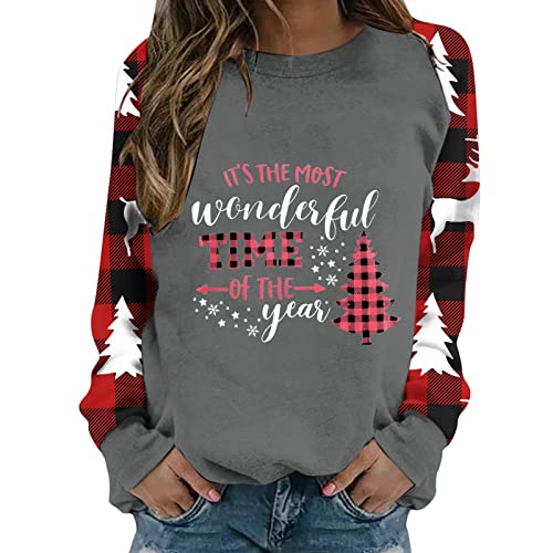Women Hoodies Pullover Trendy Hoodies Pullover Long Sleeve Festival Shirts Drop Shoulder Pullover Clothes Outfits Grey
