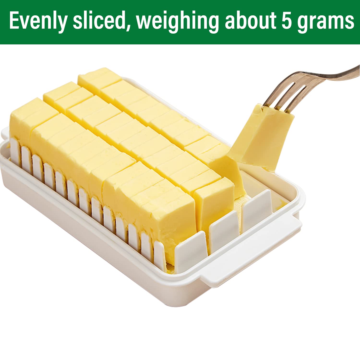 payanwin Butter Keeper, Butter Divider Storage Box Cheese Storage Butter Dish with Lid, No Mess Lid, Plastic, Dishwasher Safe (White)