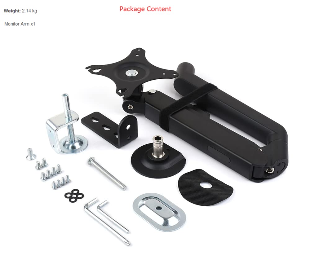 XYGStudy Gas Spring Monitor Stand Arm for 17~30 Inch Display Monitor Screen LCD Free Height Adjustment Support Multi-Angle Rotation and Expansion