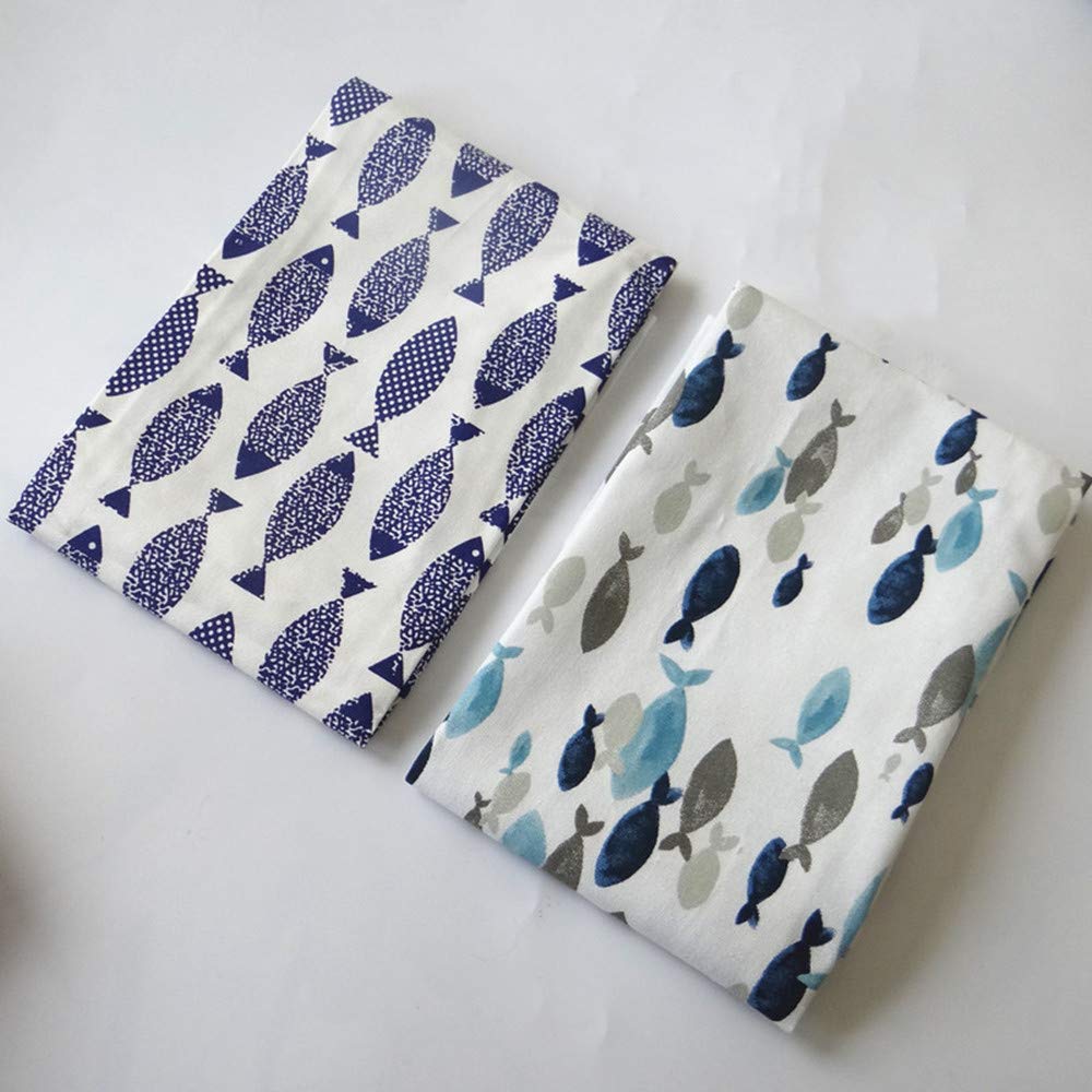 N /A Kitchen Dish Towels,Blue Fish Cotton Practical Kitchen Towel Set, Oversized 23.62X15.75inches Suitable for Cooking in The Kitchen and Household,Dry Cloth,Absorbent Terry Drying Dishes,2 Pieces