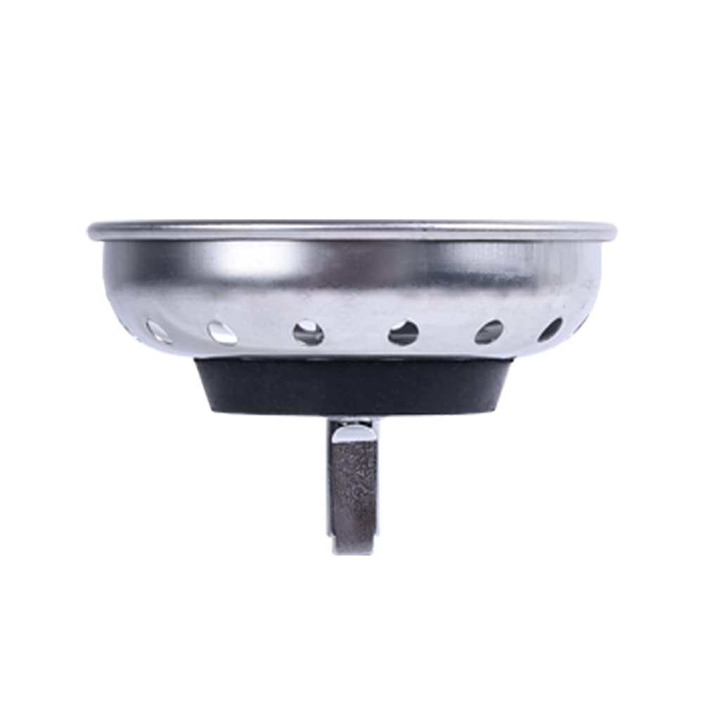 VARNAHOME Kitchen Drop-In Post Basket Strainer Replacement for US Standard Drains (3-1/2"), Premium 304 Stainless Steel Body W/Rubber Stopper 1 Pack