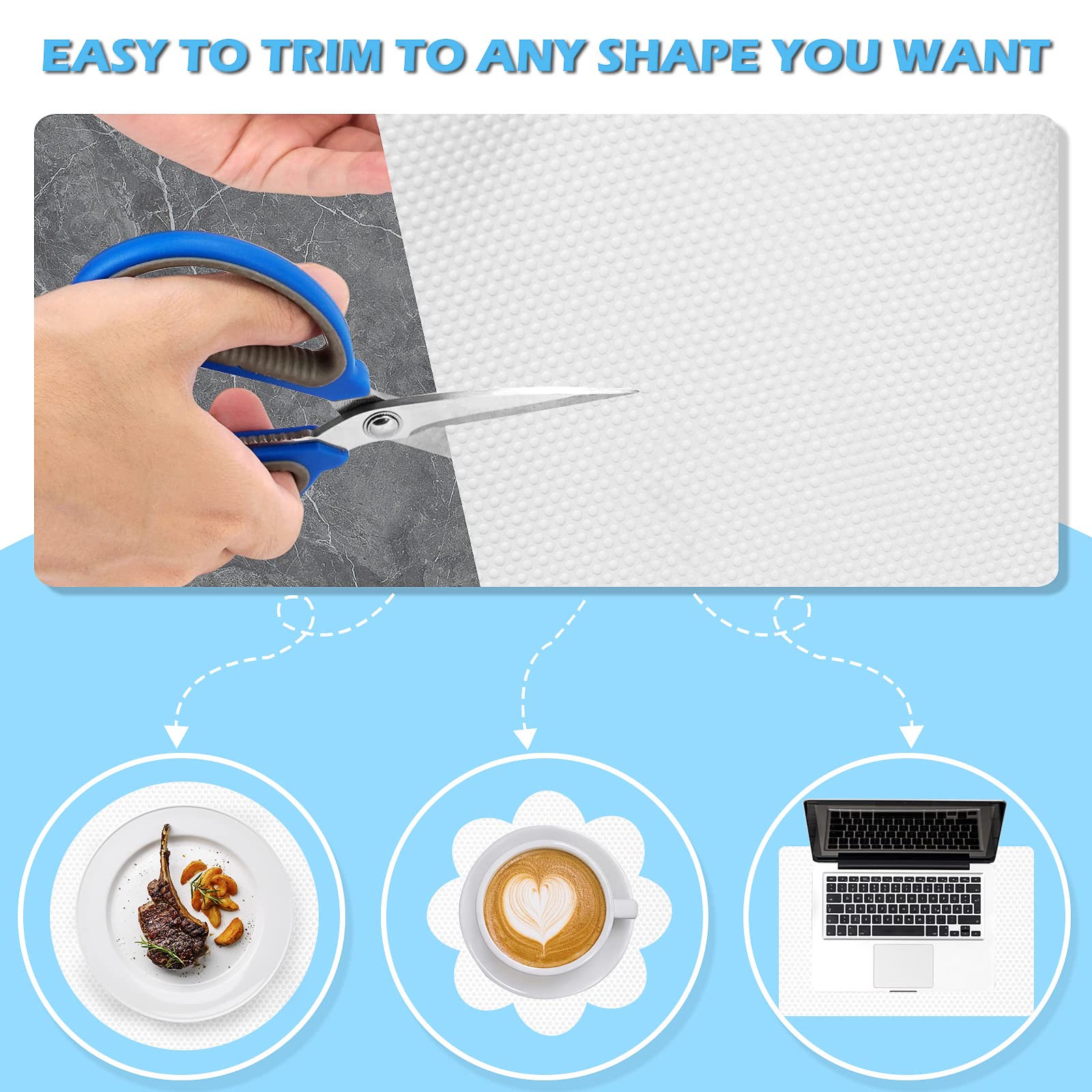 MooiFun Drawer Liners, Waterproof Shelf Liner, Anti-Slip Non-Adhesive BPA Free Kitchen Cupboard Cabinet Liner Refridge Fridge Mats Sink Protector Strong Durable for Home Office (12" x 60"/White)