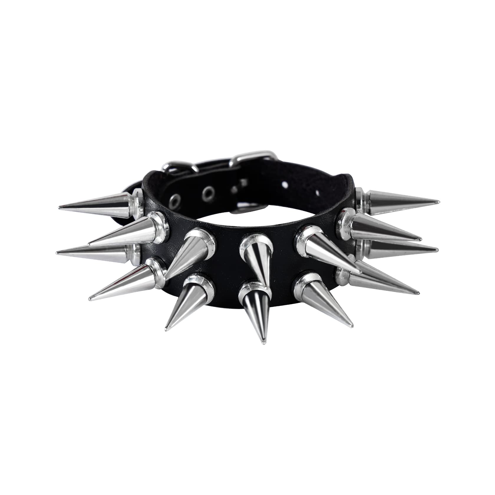 Manfnee Leather Studded Bracelet Heart Choker Punk Gothic Metal Rivet Chain Cuff Bangle Black Wristband