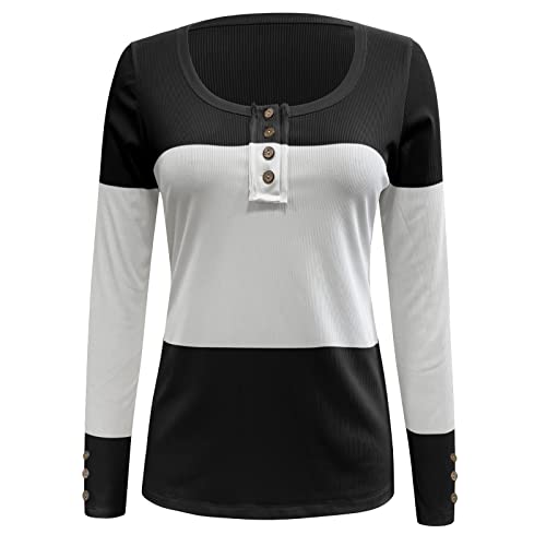 Women Long Sleeve Tshirt Autumn Sweatshirt Tops Classic Retro Long Sleeve Shirt Sweatshirt Pullovers Outdoor Pullovers Black-a