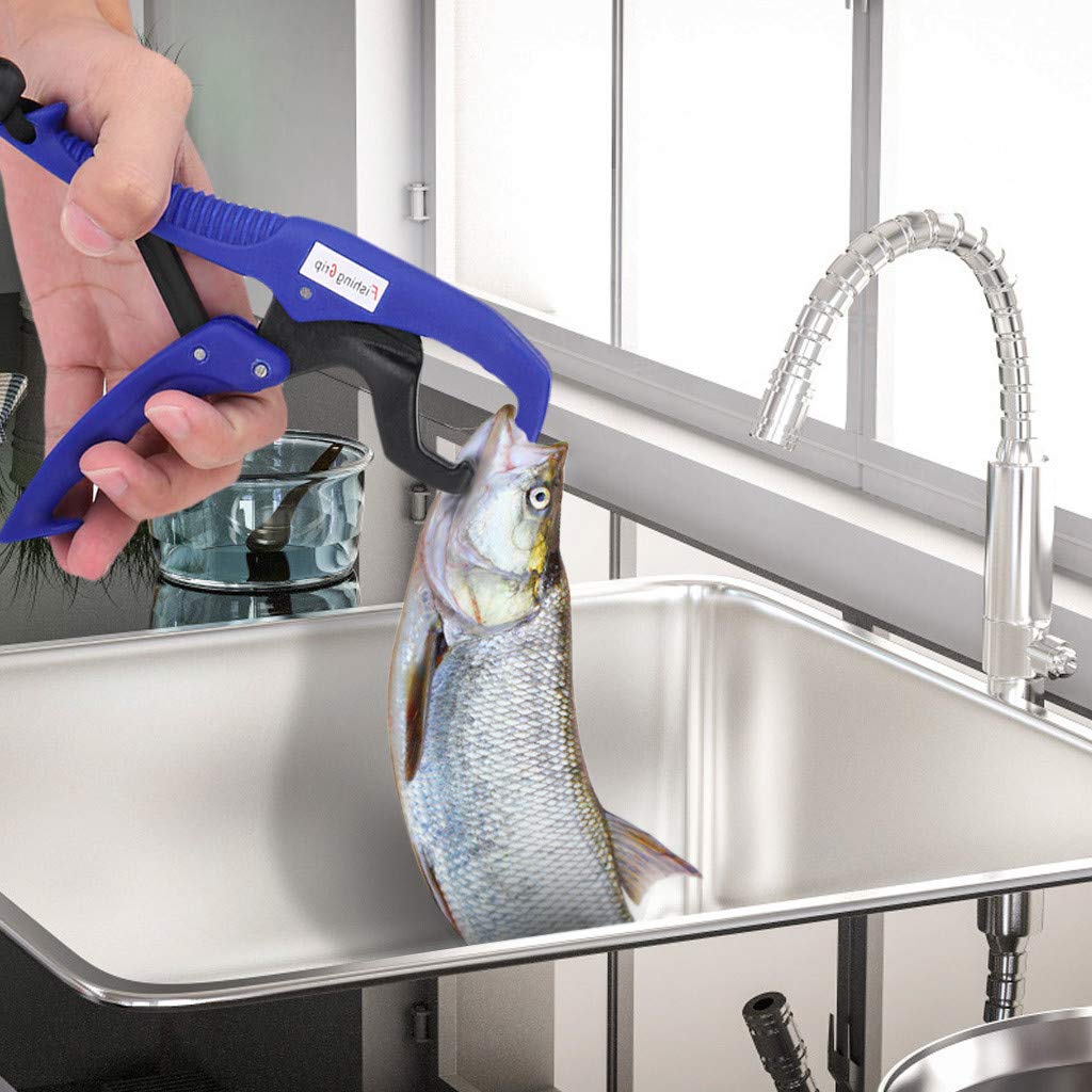 Portable Fish Lip Fish Grip Tool Fish Control Outdoor Fishing Tool 9 Inch Puff Puff Fish (Blue, One Size)