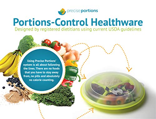Precise Portions Portion Control Plate - Pack of four (4) 9 INCH 3-Section BPA-Free Nutrition Guidance Plates - with 4 Snap-Tight Vented Lids- for Weight Loss Store