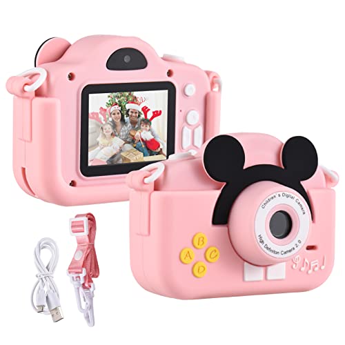 mewmewcat Digital Camera for Mini Cartoon Digital Camera 1080P Digital Video Camera for Dual Lens 2.0 Inch IPS Screen 4X Zoom Built-in Battery Cute Photo Frames Interesting Games wi