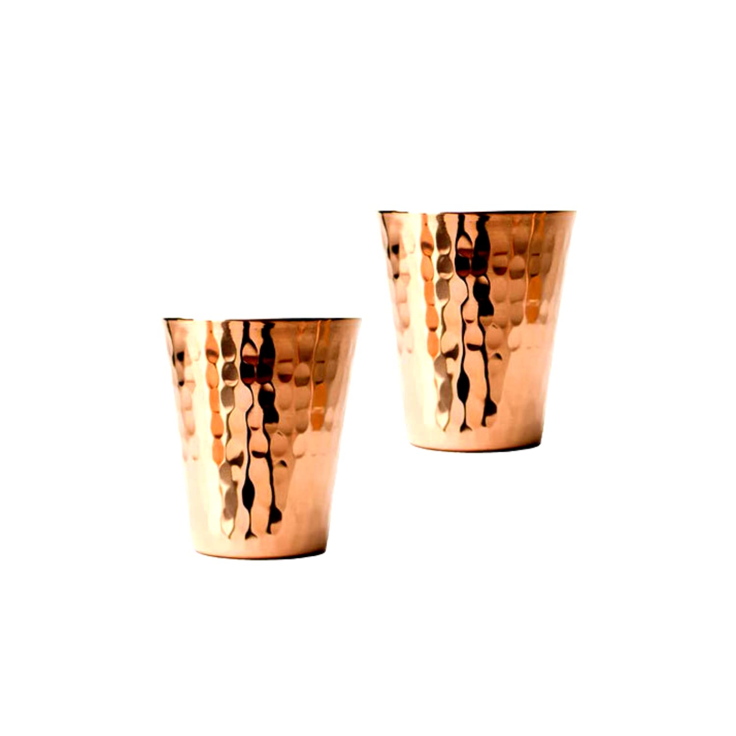 OMG Deals Handcrafted 100% Pure Copper Bar Cocktail/Wine Glasses/Shot Glasses Capacity - 2 Ounce. (Hammered Shot Glasses, 10)
