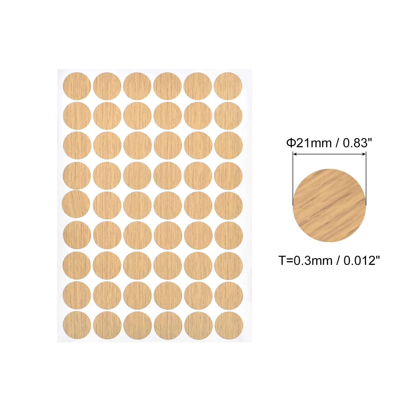 uxcell Screw Hole Cover Stickers, 21mm Dia PVC Self Adhesive Covers Caps for Wood Furniture Cabinet Shelf Wardrobe, Maple 6 Sheet/324pcs