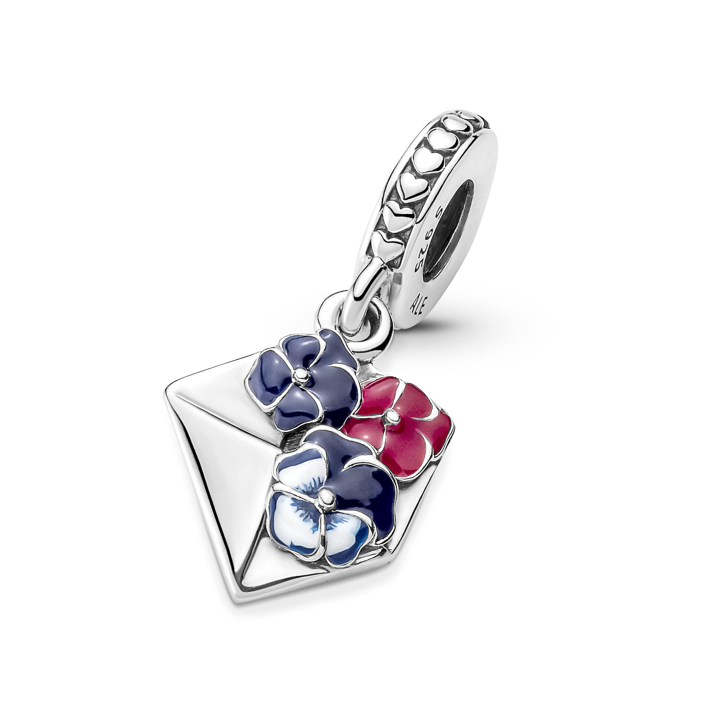 PANDORA 790787C01 Pansy Flower Envelope Dangle Charm