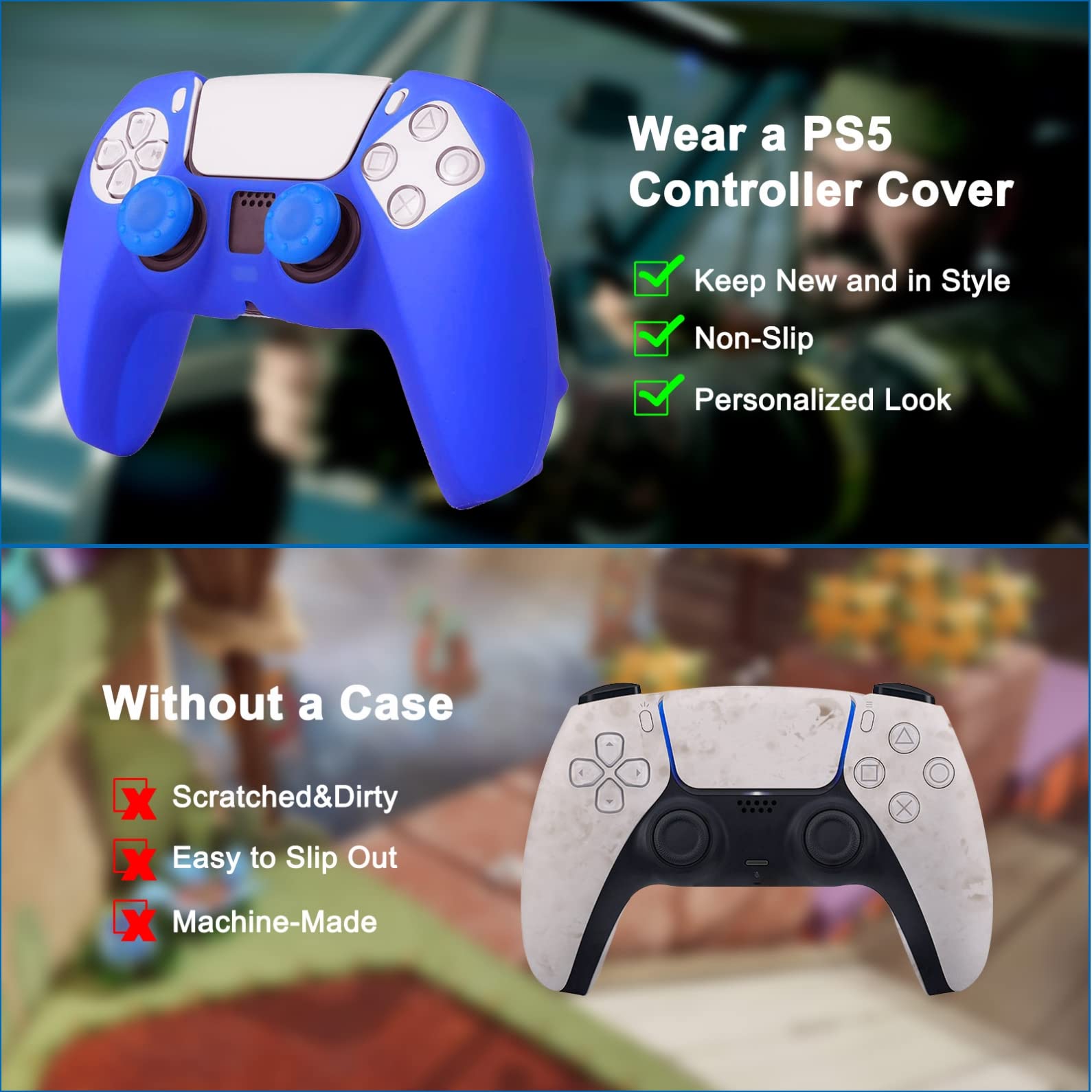 ONTOP Compatible with PS5 DualSense Controller Skin, 4 Pack Controller Skin for PS5, Non-Slip Grip Compatible with PS5 Dust Cover, Comfortable Silicone Compatible with PS5 Controller Accessories