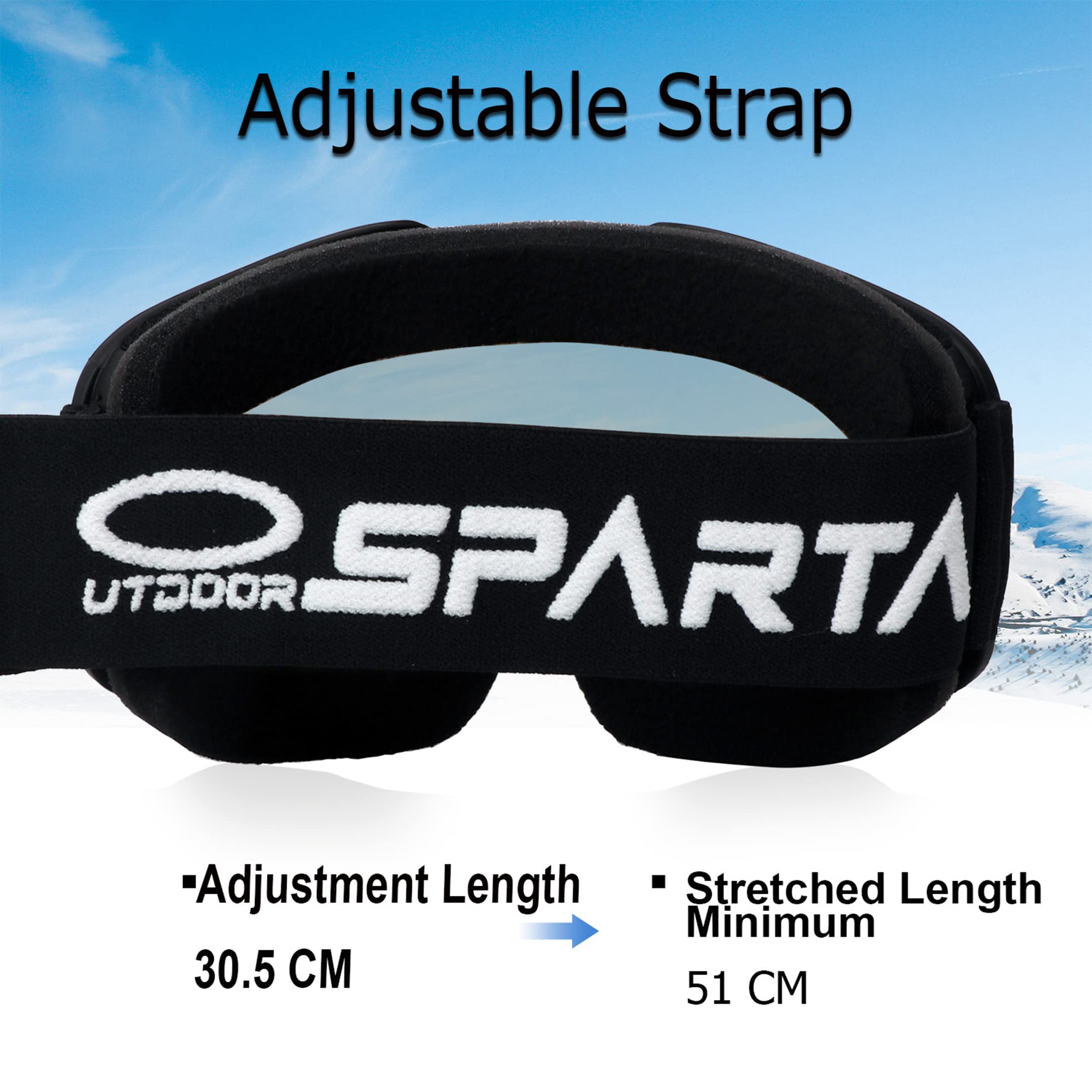 OUTDOOR SPARTA Snow Sports Goggles Ski Goggles Snowboarding Goggles (1. Black Frame, Full Lens Revo Gold Coating)