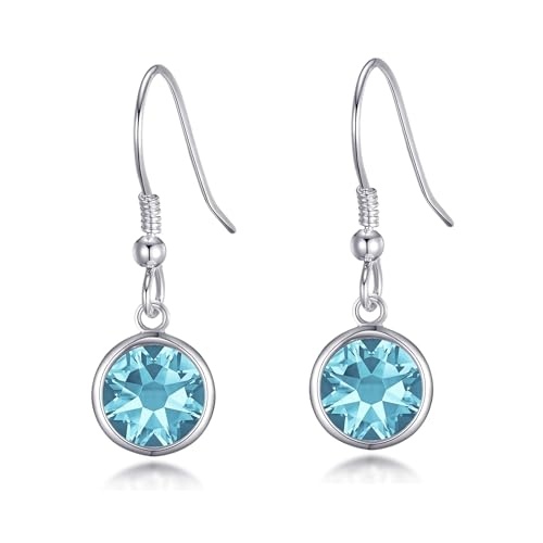 March Birthstone Drop Earrings Created with Aquamarine Zircondia® Crystals