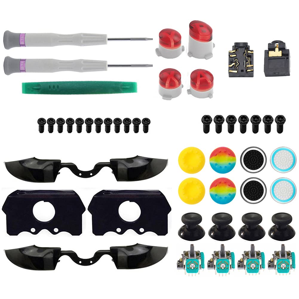 Onyehn 30 in 1 Replacement Game Contoller Repair Kit,Thumbsticks Joysticks,LB RB Bumpers Triggers(with ABXY Buttons,Headphone Jack Plug Port 3.5mm) Compatible for Xbox One Elite Controller