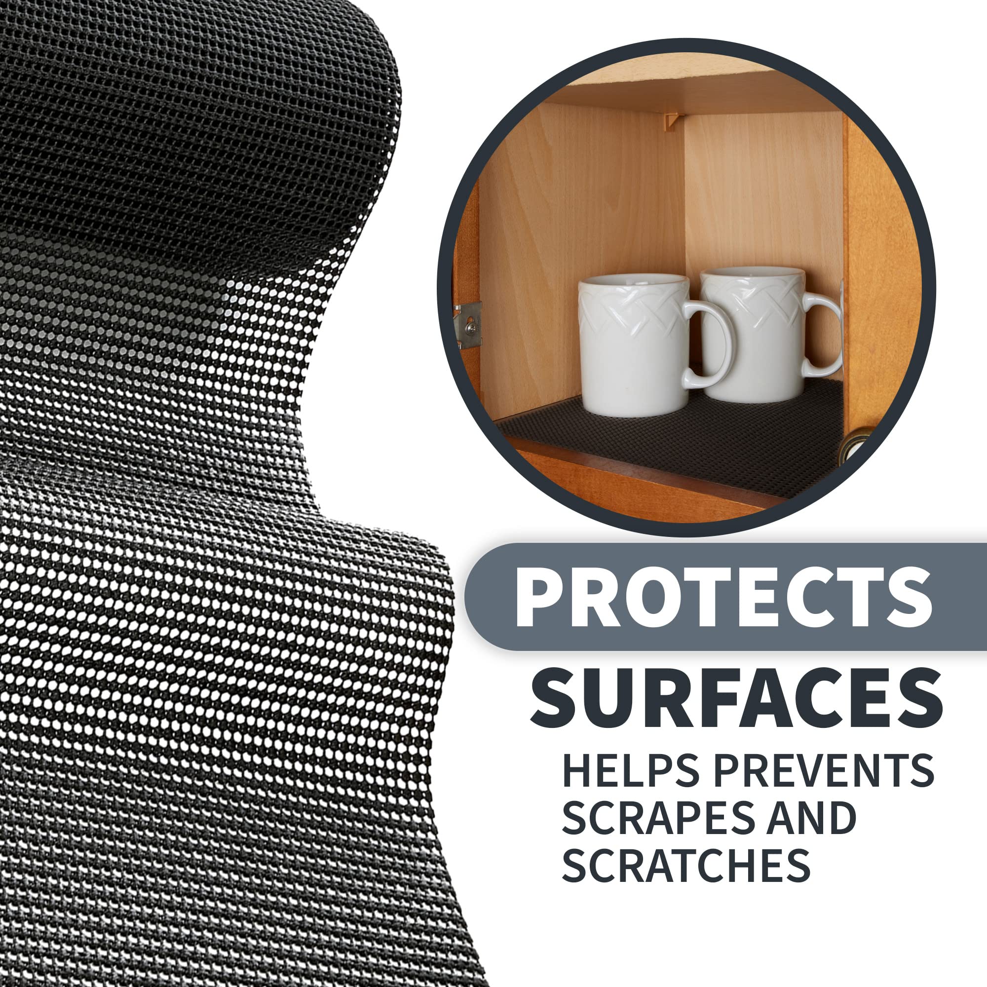 Sterline Shelf Liner Paper - Drawer Liner Papers Black - 12 in x 20 ft, Cut-to-Size, Non-Adhesive, Durable, Non-Slip Mat, Easy Install, Strong Grip - Kitchen Cabinet Liners, Black Shelf Paper Liner