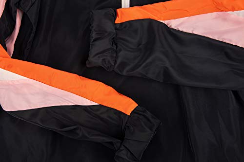 ksotutm Women 2 Piece Outfits Lightweight Windbreaker Jacket Top + High Waist Shorts Plus Size Tracksuit Jumpsuits A Black