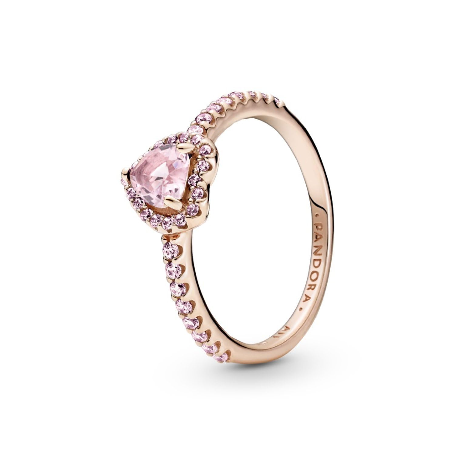 Pandora Sparkling Pink Elevated Heart Ring - Rose Gold Ring for Women - Layering or Stackable Ring - Gift for Her - 14k Rose Gold-Plated Rose with Cubic Zirconia - Size 9