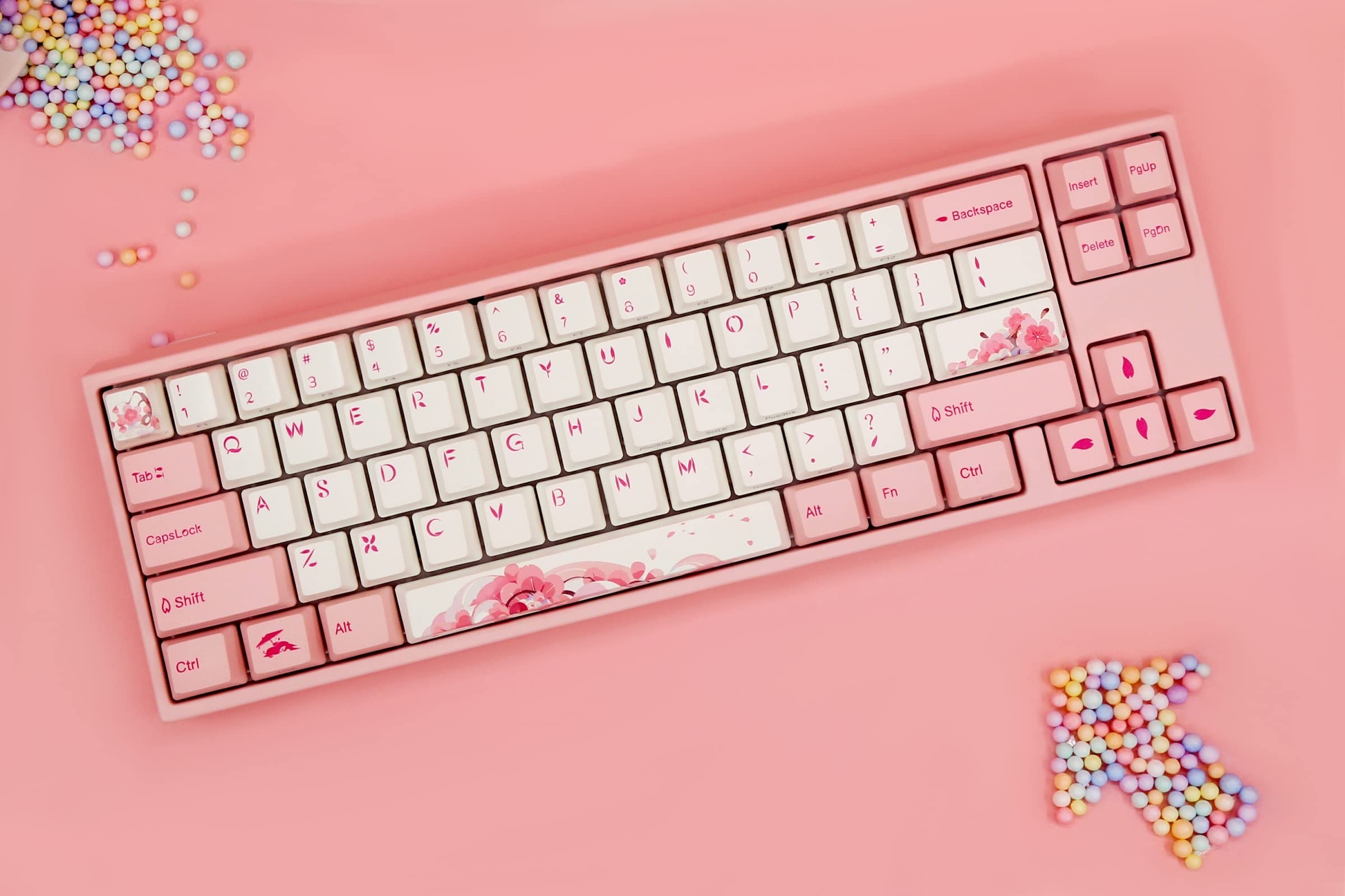 Varmilo Ducky x Miya Mac Pro Sakura R2 White LED 65% Double Shot PBT Mechanical Keyboard (Cherry MX Red)