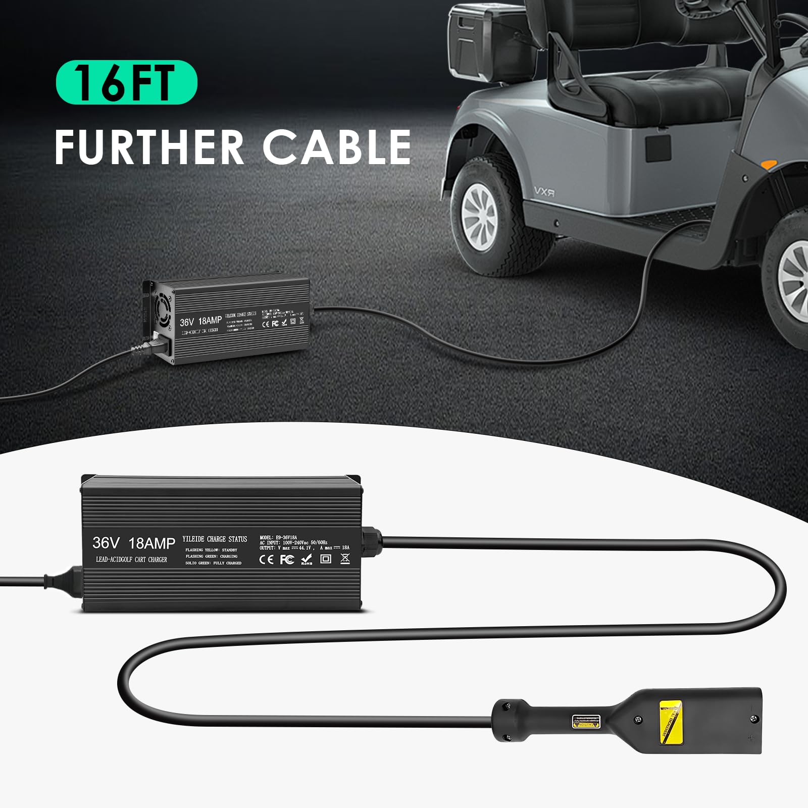 YILEIDE 36V 18A Golf Cart Battery Charger for EZGO TXT with D Style Plug
